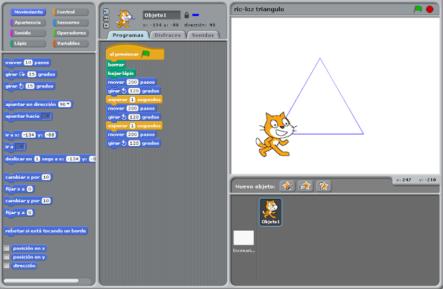 Haciendo triangulo en scratch