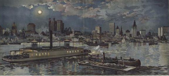 New York - History - Geschichte: Manhattan from Jersey 1899