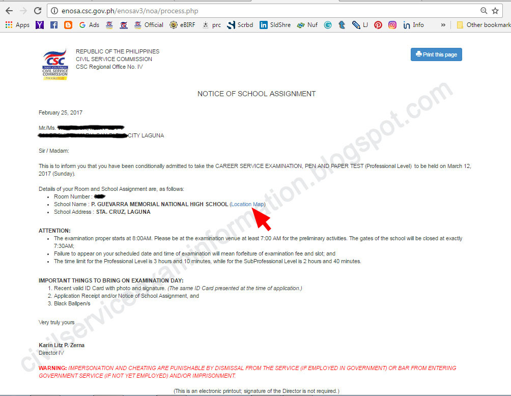Civil Service Exam PH: Online Notice of School Assignment (ONSA) for ...