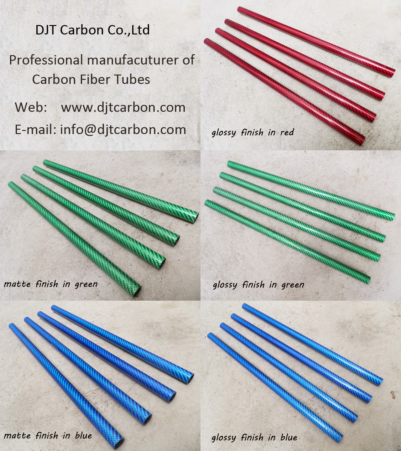 DJT Carbon Co.,Ltd: Colored Fiberglass and Carbon Fiber Composite tubes