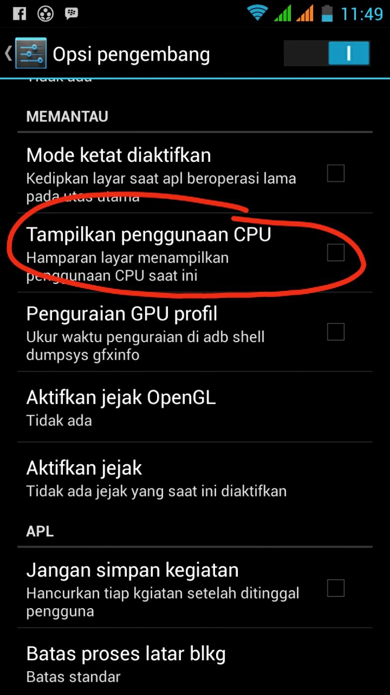 Menampilkan kerja CPU di Android | BUMI JARGARIA