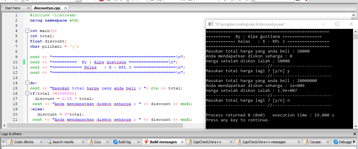 AL"tecnology: tutorial coding gaji karyawan, lama proyek, dan diskon