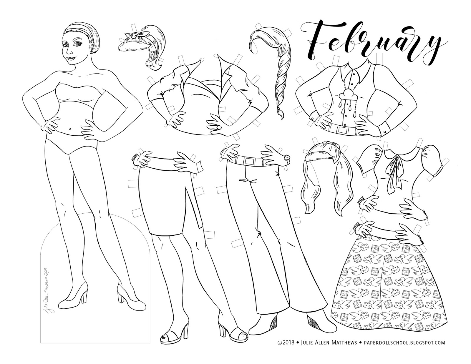 Paper Doll School: February Paper Doll - Set 1