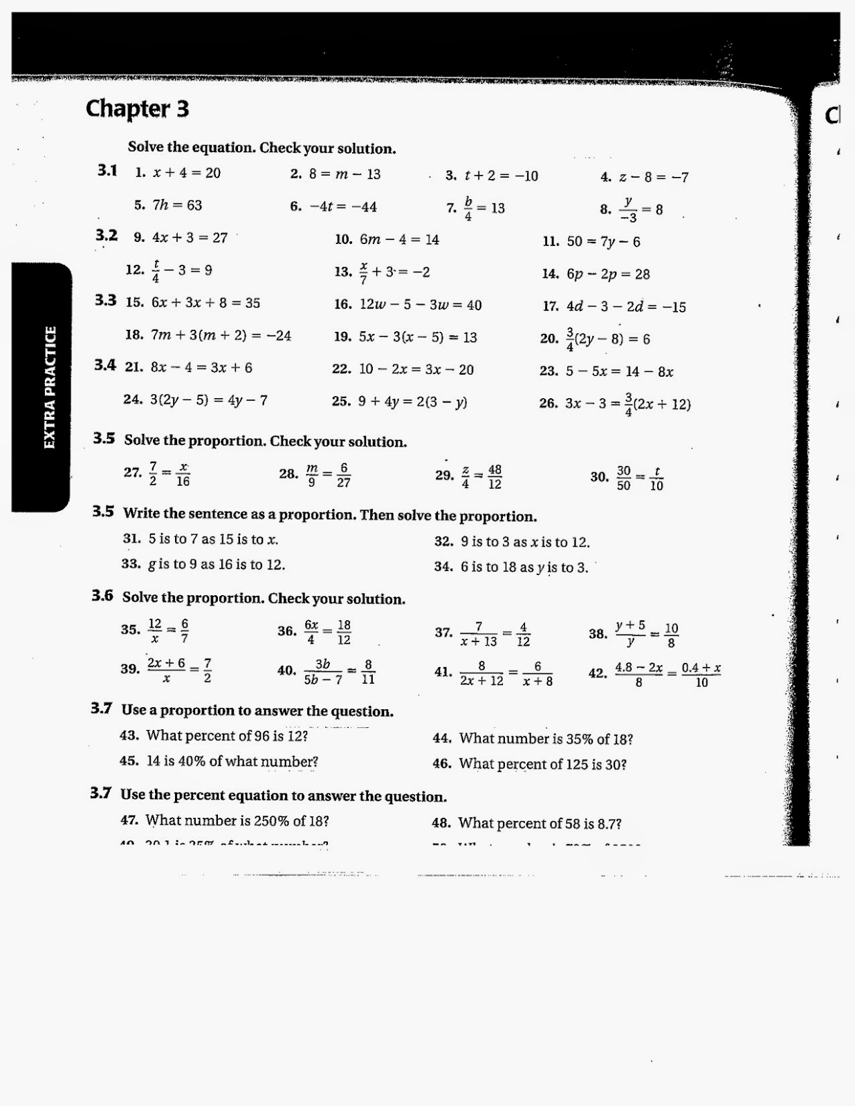 Heidemann 8th Grade Math: Algebra HW 9/11