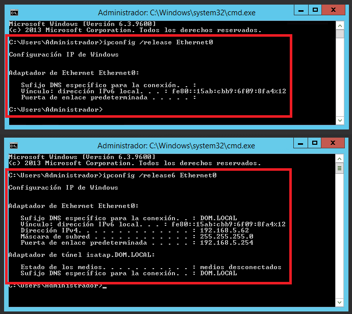 Pantallazos.es: Microsoft Windows: IPConfig.