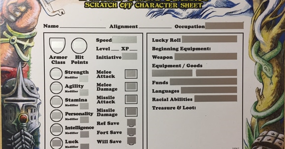 Gaming with the Gnomies: (Kickstarter) DCC Scratch-Off Character Sheets