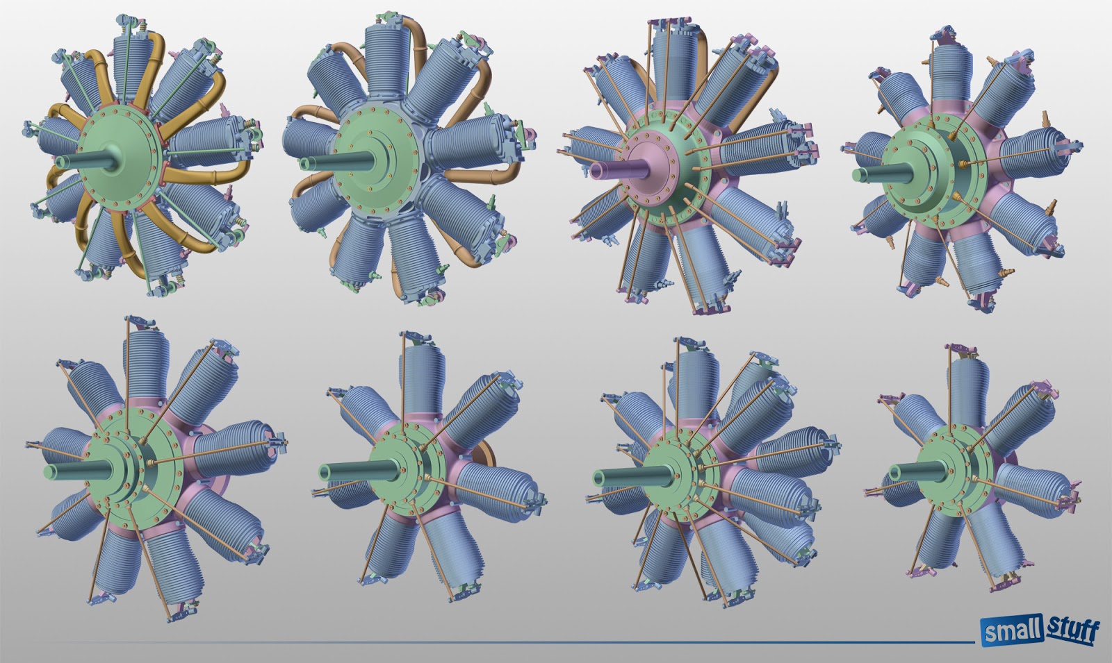 Small Stuff Models: 1/48 WWI Rotary Engines - Work In Progress