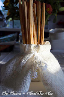 Adorned From Above: Burlap and Lace Breadstick Holders