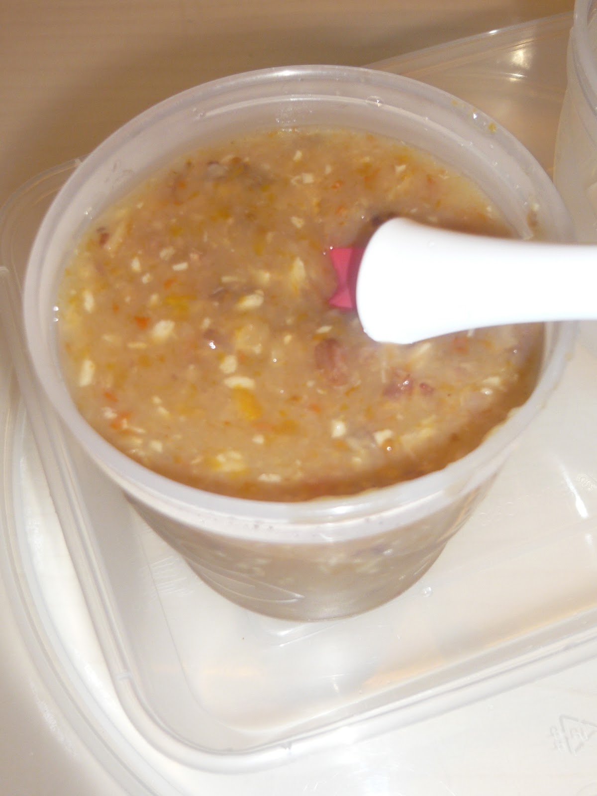 EATING WITH PEBBLES: cod fish and carrot porridge