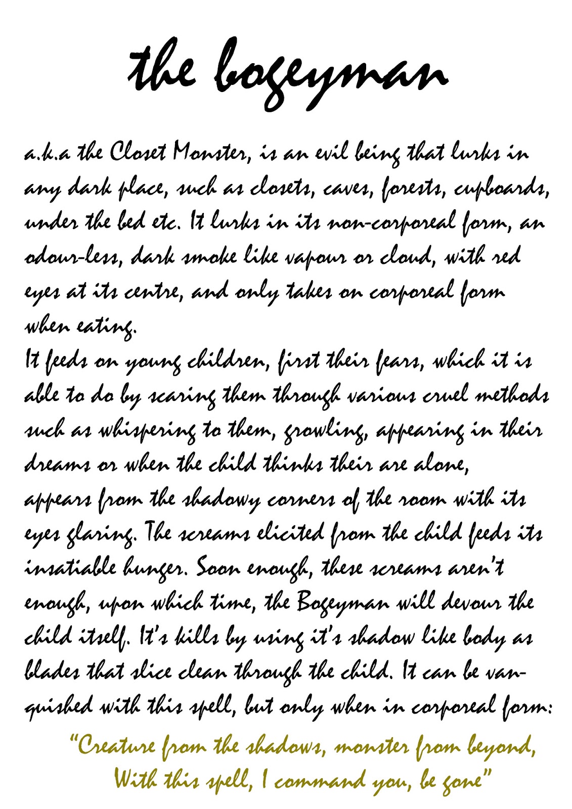 Book Of Shadows Pages: The Bogeyman