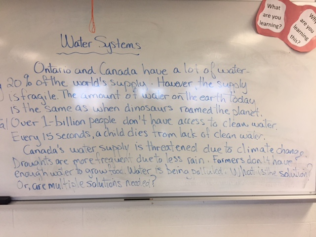 Boxwood Public School: Grade 8s Learning about Water Systems