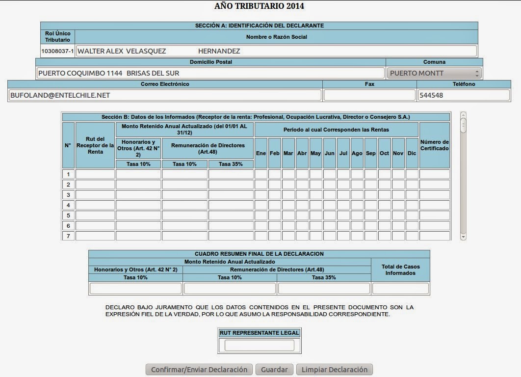 Declaraciones Juradas por retención de Honorarios :: Bufoland, todas ...