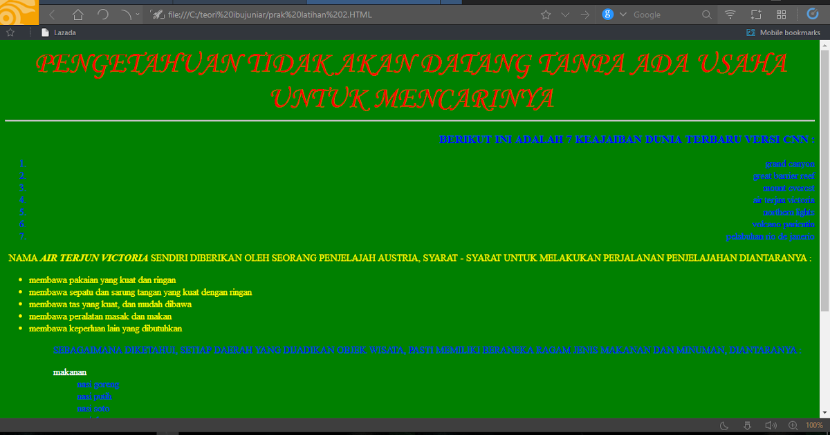 html: Contoh latihan Praktek HTML