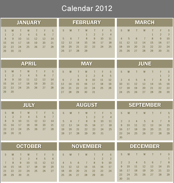 Download 2012 printable calendar - Awesome Wallpaper