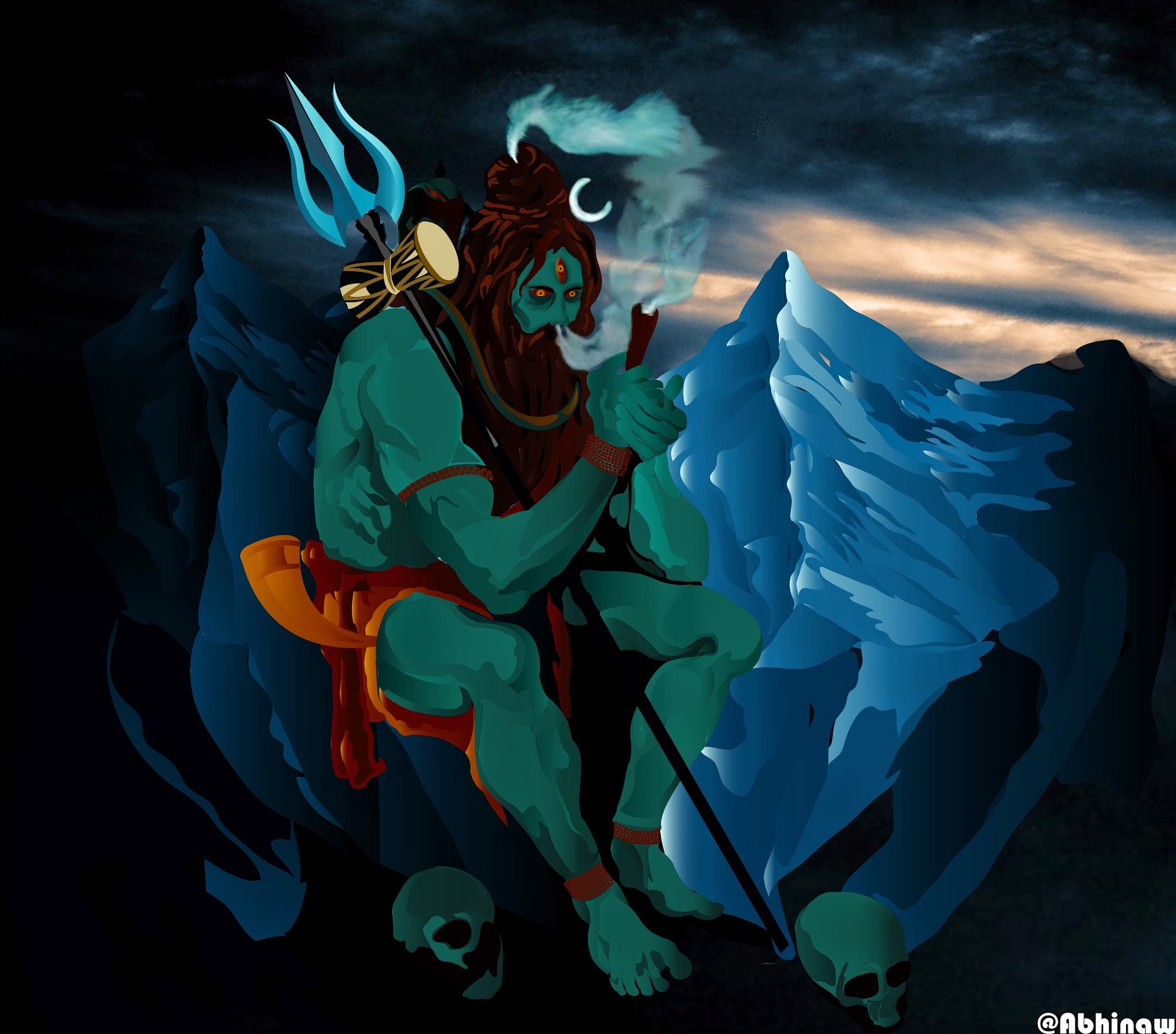 Shiva_with Ganja illustration in Cs6 & photoshop