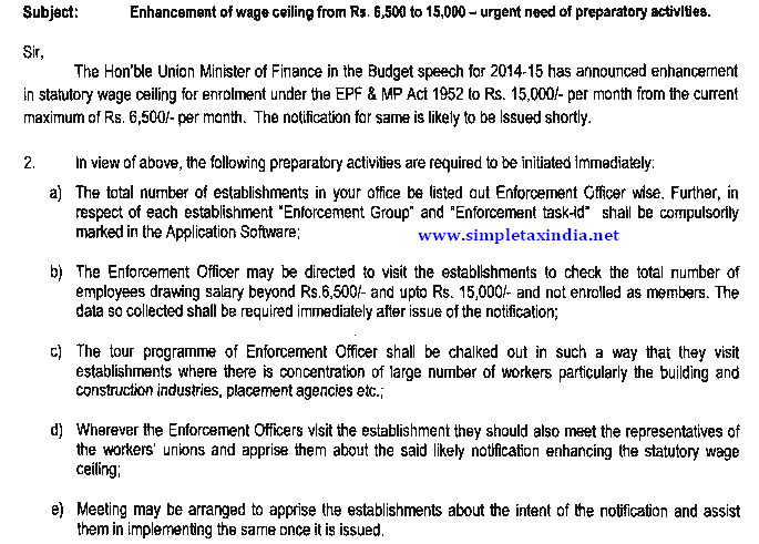 EPF ceiling Limit Set to Increase from 6500 to 15000 wef ? | SIMPLE TAX ...