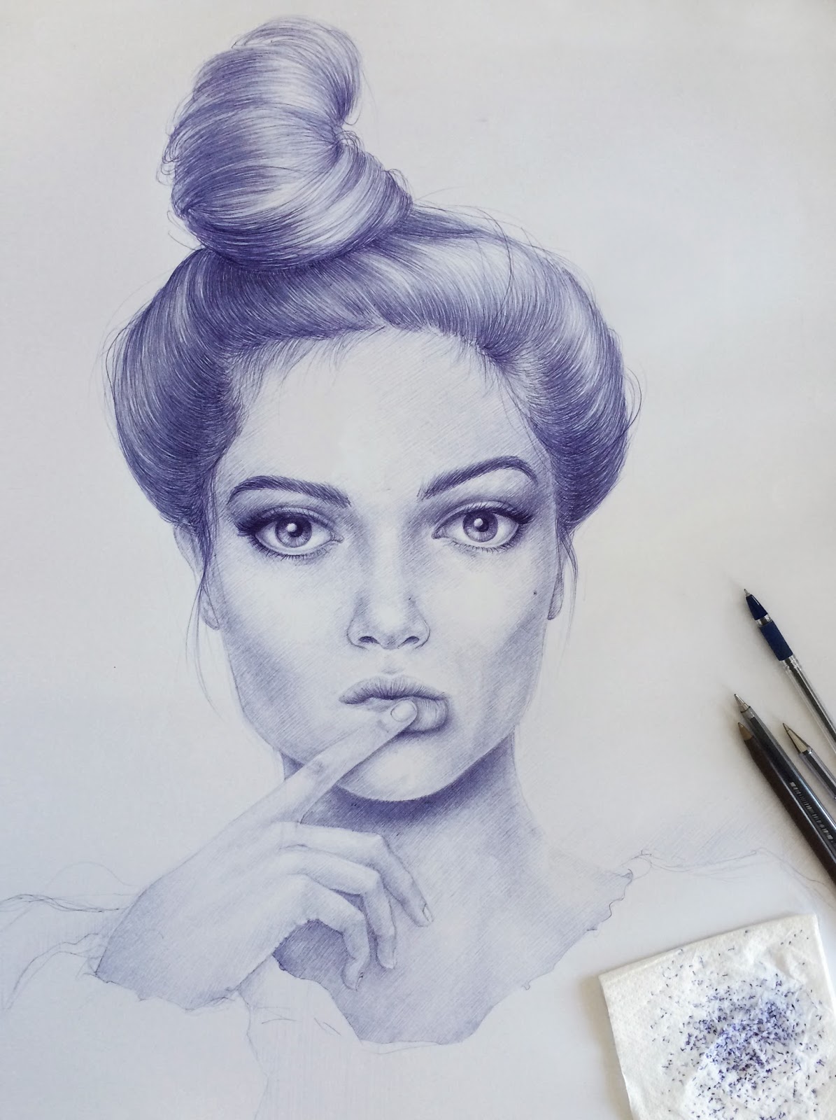 Ballpoint drawings portraits