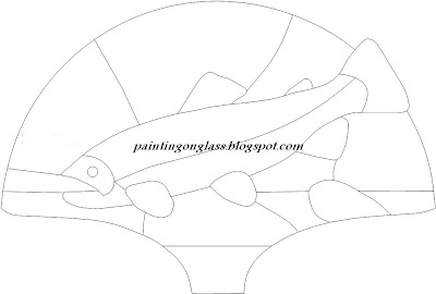 Stained Glass Brown Trout Fan Lamp Pattern ~ painting on glass