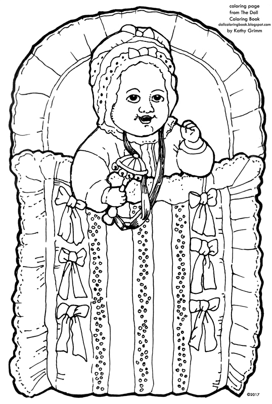A Victorian baby doll wrapped in bunting | The Doll Coloring Book