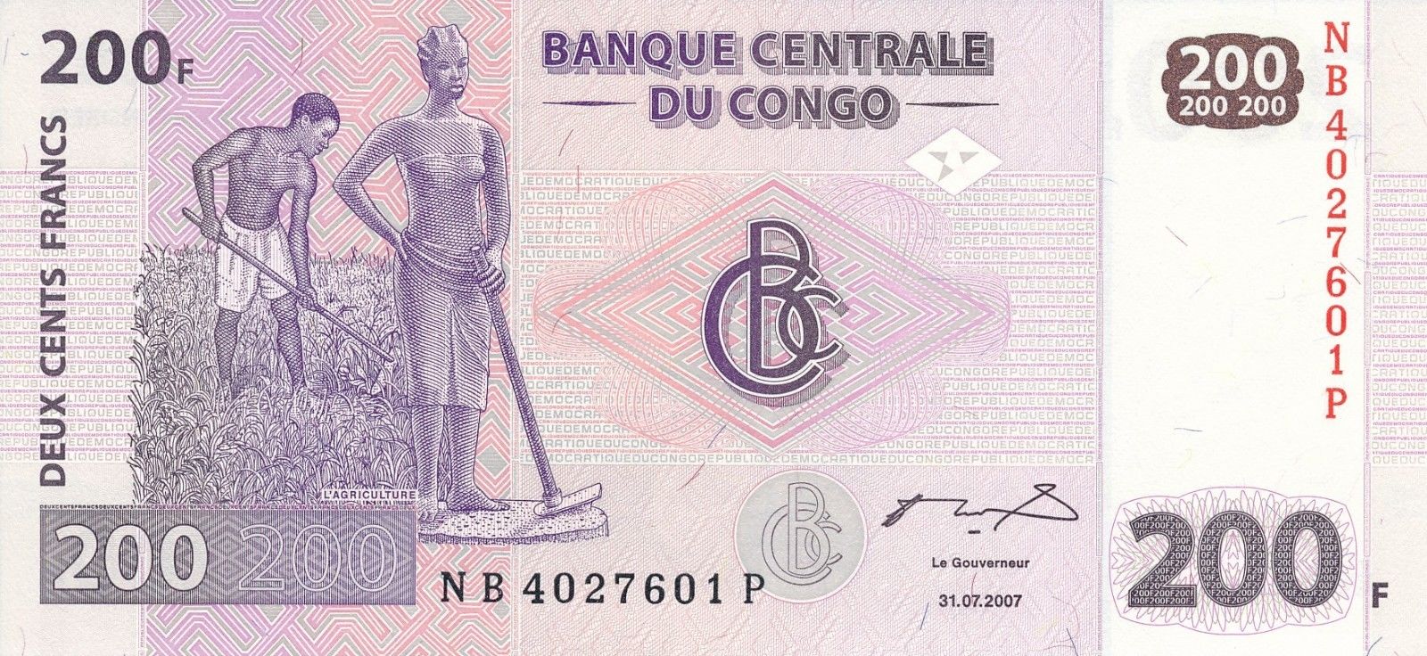Congo Democratic Republic 200 Congolese francs banknote 2007|World ...