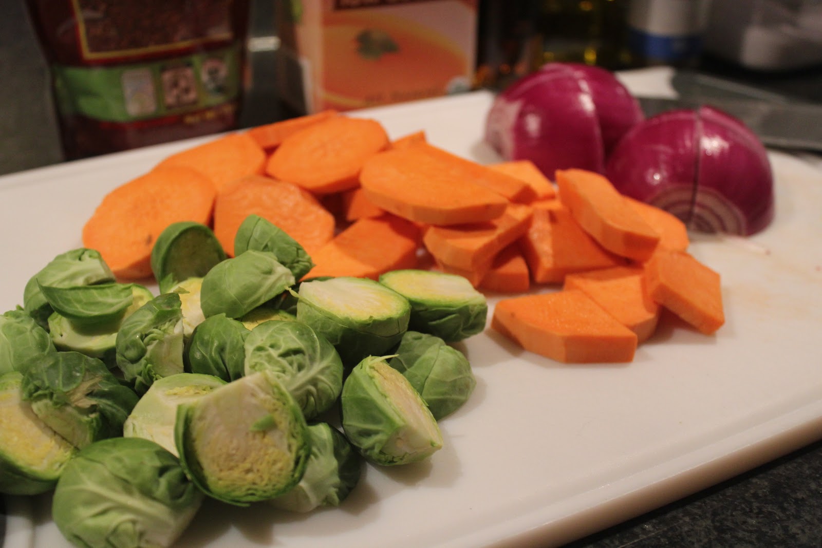 Delicious Dishings: Roasted Brussels Sprouts, Red Onion, And Yam With ...