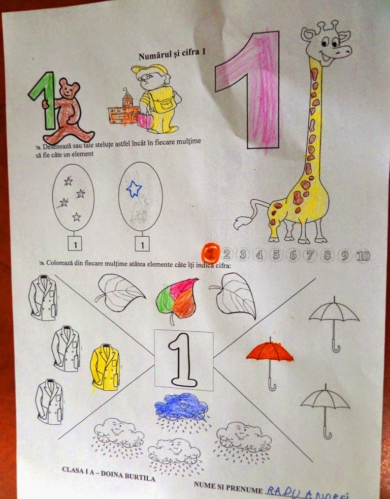 CLASA NOASTRĂ: Numarul si cifra 1