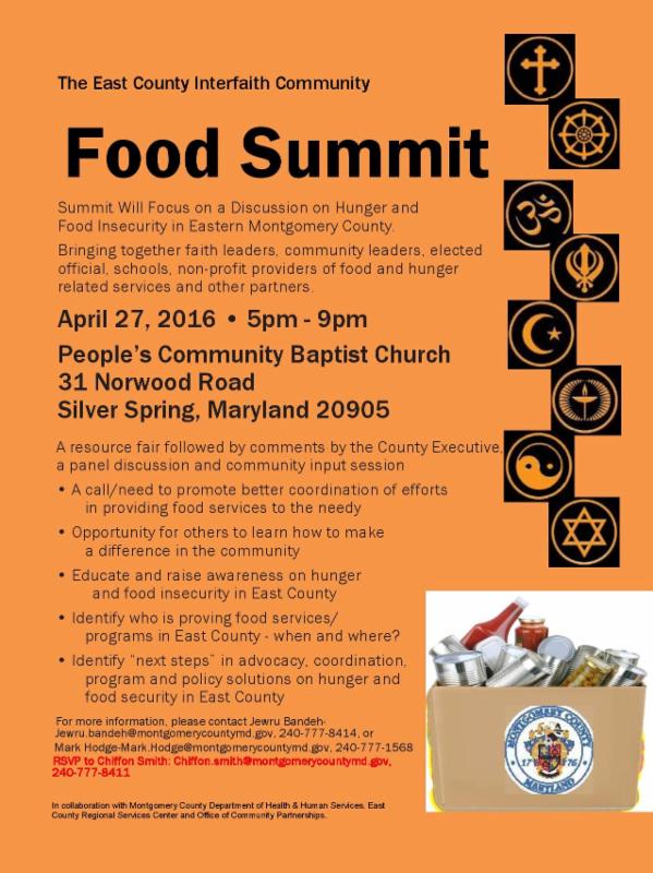 East MoCo: East County food summit to be held April 27 in Silver Spring