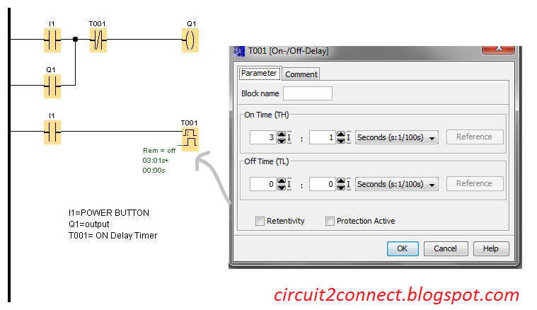 Programmed PUSH button to control ON/OFF of Output using PLC - Circuit 2 Connect