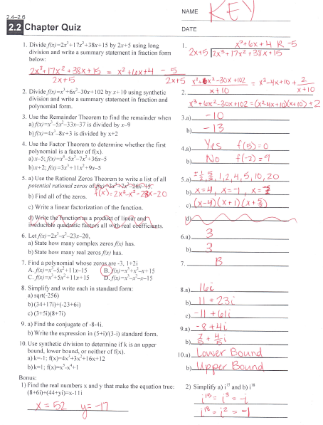 PreCalculus: Chapters P-2 Answers