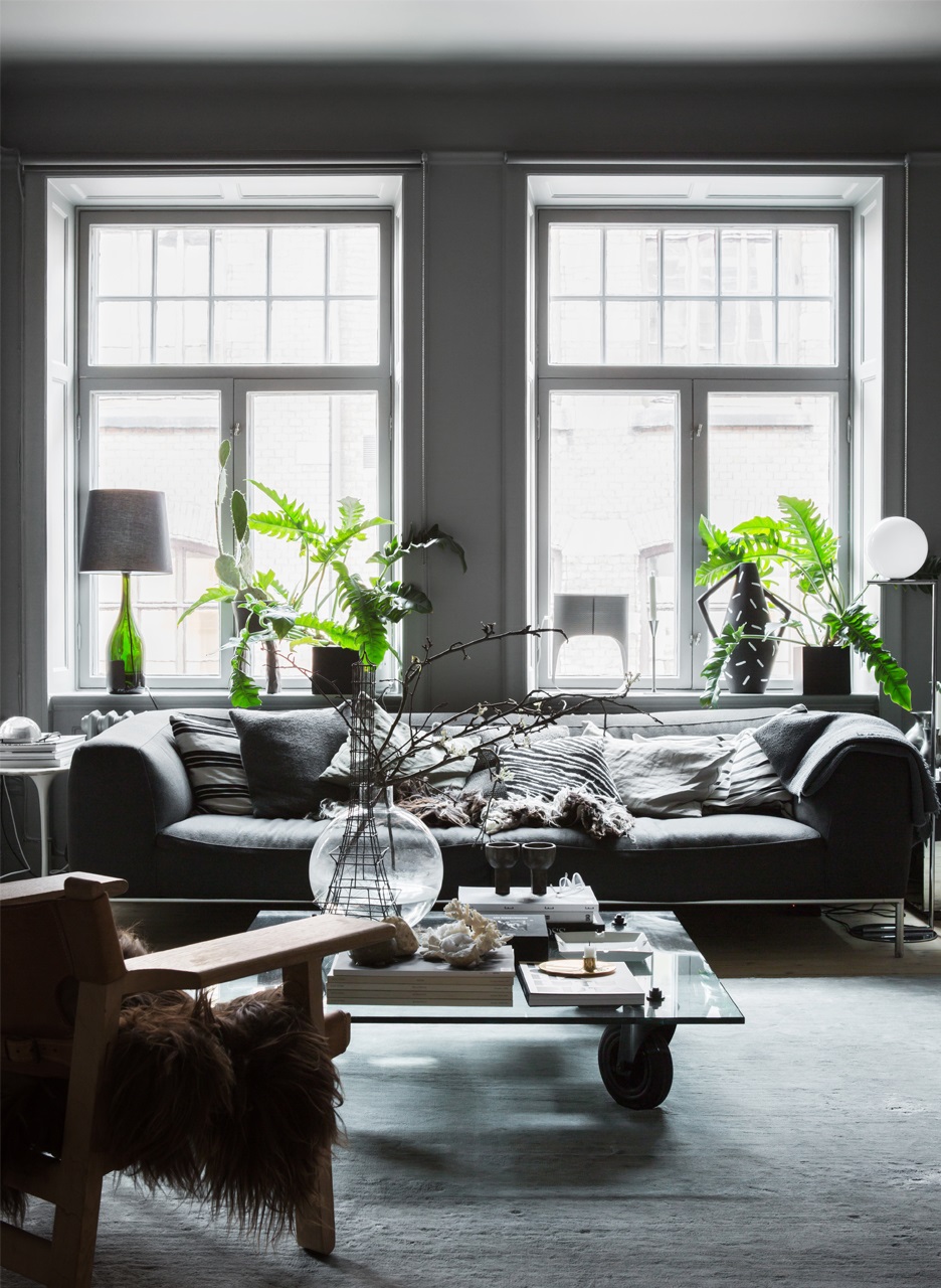 Lotta Agaton’s moody grey home in Stockholm