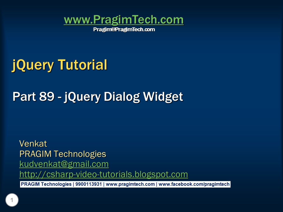 Sql server, .net and c# video tutorial: jquery dialog widget