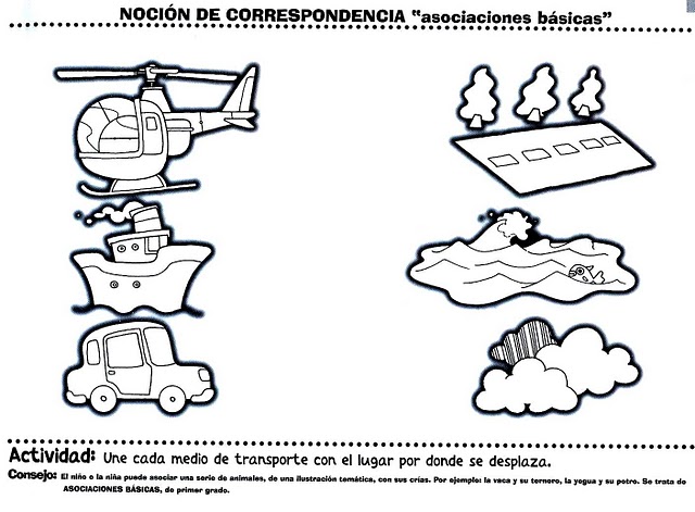 Actividades Escolares: actividades sobre medios de transportes