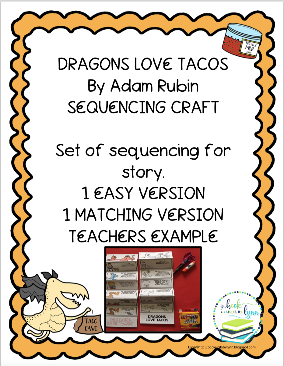 DRAGONS LOVE TACOS SEQUENCING CRAFT ~ Book Units by Lynn