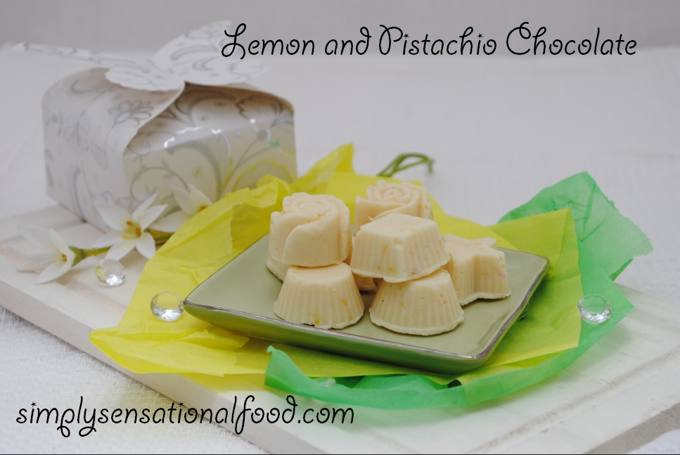 White Lemon chocolate with pistachio nuts | simply.food