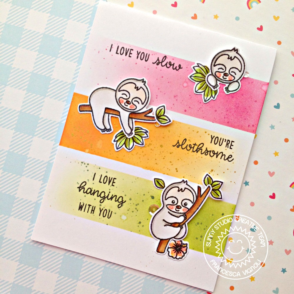 Sunny Studio: Silly Sloths Cards with Mona and Franci