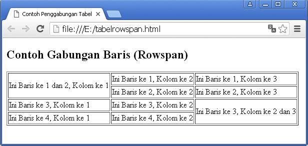Cara Menggabungkan Kolom dan Baris Pada Tabel HTML (Colspan dan Rowspan ...