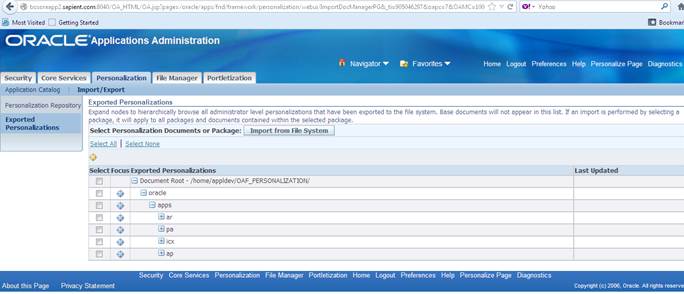 Oracle Applications: OAF Personalization Migration Steps