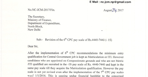 Revision of the 6th CPC Pay Scale of Rs. 4440-7440 (-1S) ~ CENTRAL ...