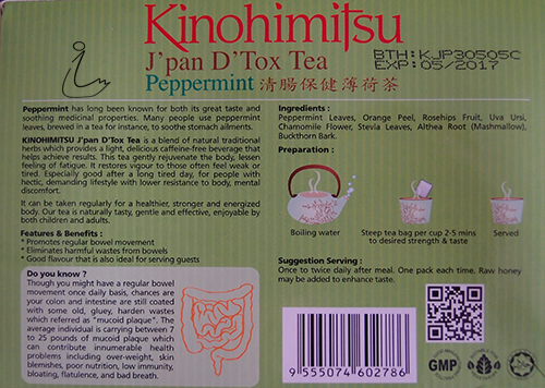 The Swanple: Review: Kinohimitsu J'pan Peppermint D'Tox Tea