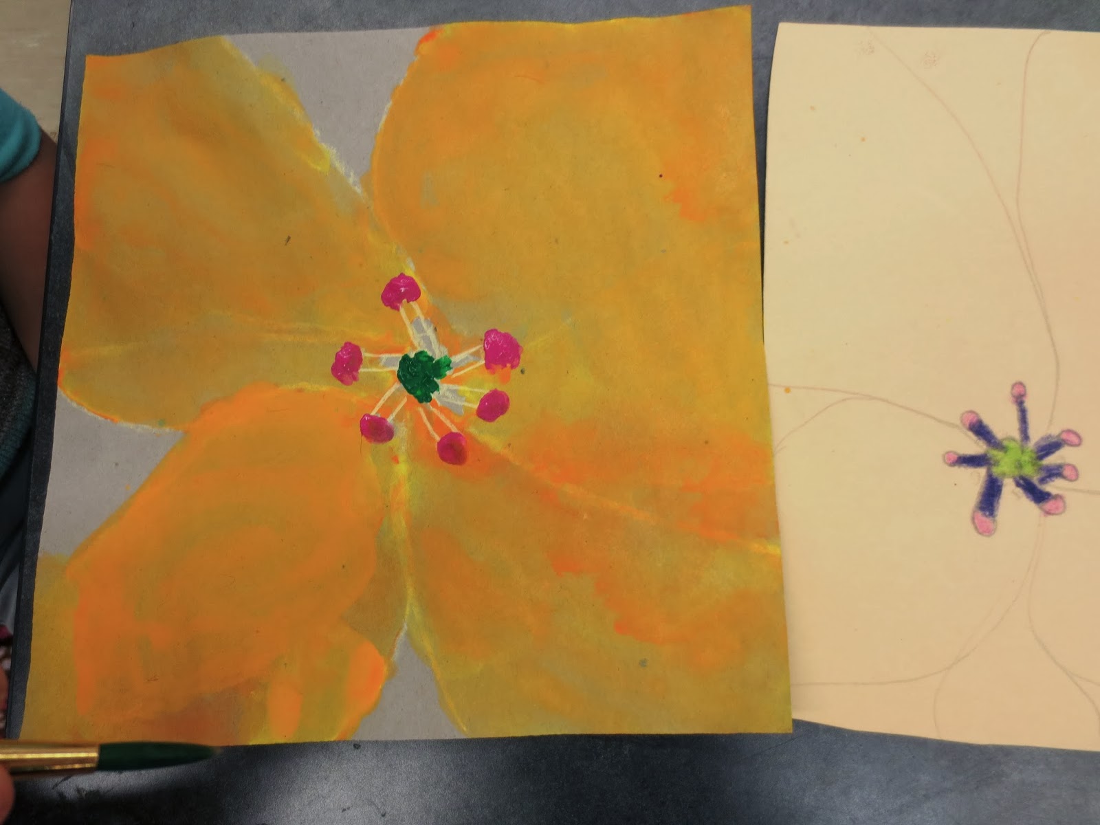 Zilker Elementary Art Class: 2nd Grade Flower Paintings.