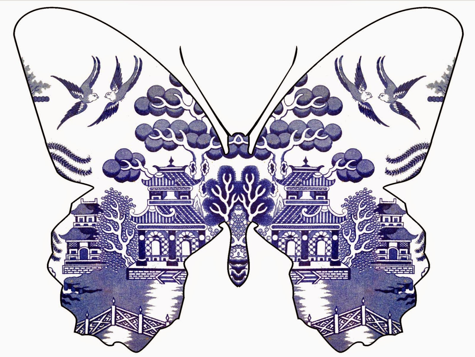 Brendan Burns Art: Willow Pattern Butterflies 1