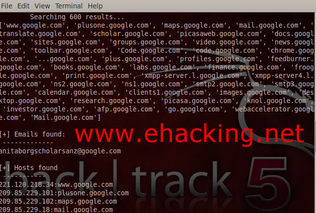 Theharvester Backtrack 5- Information Gathering Tutorial - The World of ...