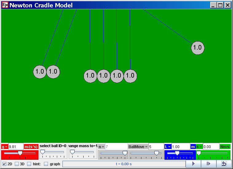 Open Source Physics Singapore Ejs Open Source Newton S Cradle Java Applet By Fu Kwun