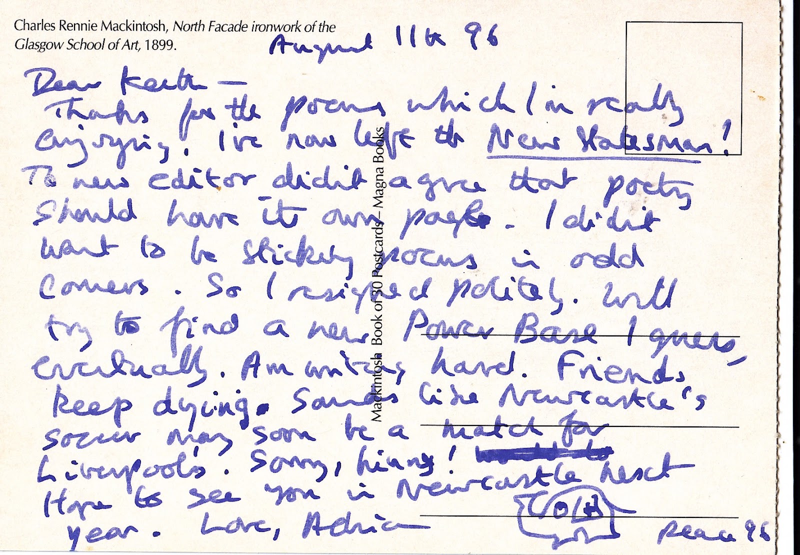 Poetry Tyneside: message from the late great adrian mitchell