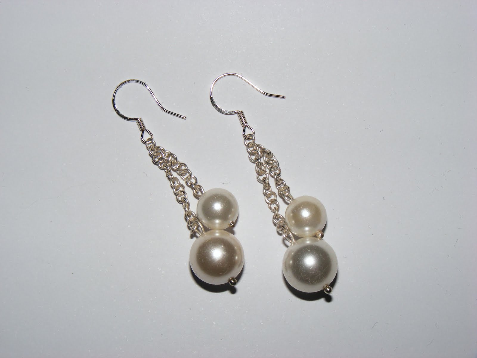 Bijuterii Argint925: Cercei perle albe tip Mallorca si argint 925, handmade