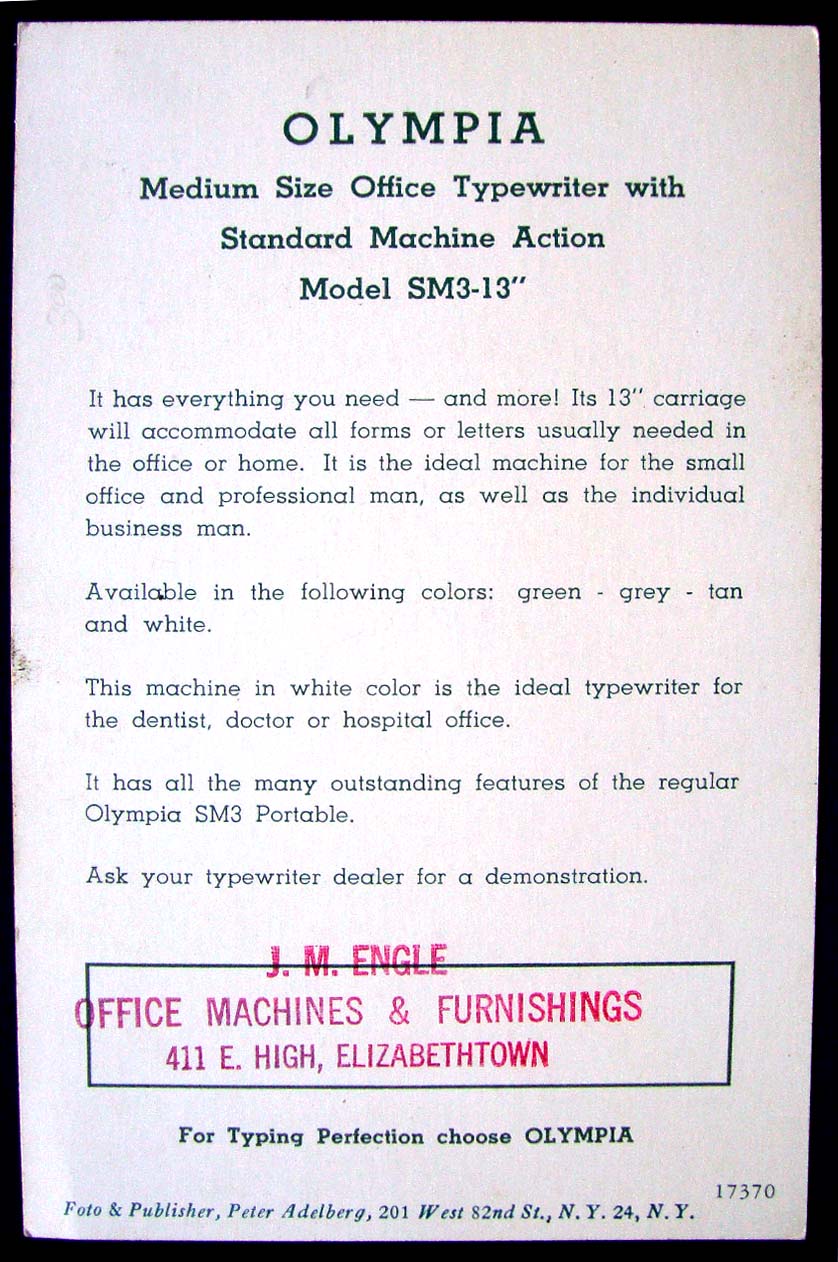 Olympia Typewriter Postcards The Typewriter Revolution