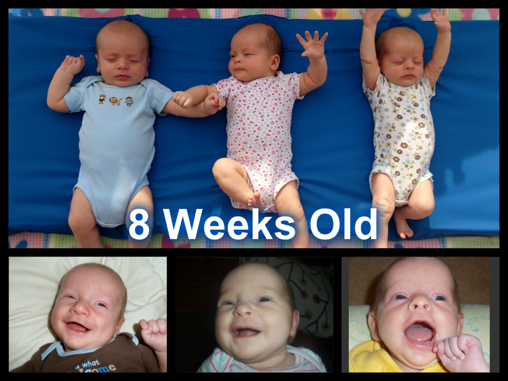 Triplets + Toddler: Then and Now (8 Weeks Old)