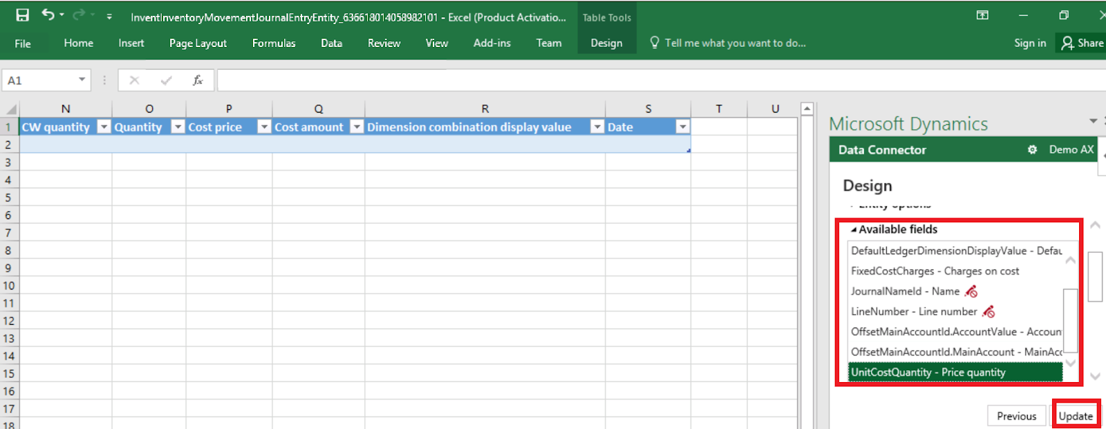 How to import movement journal in dynamics 365?