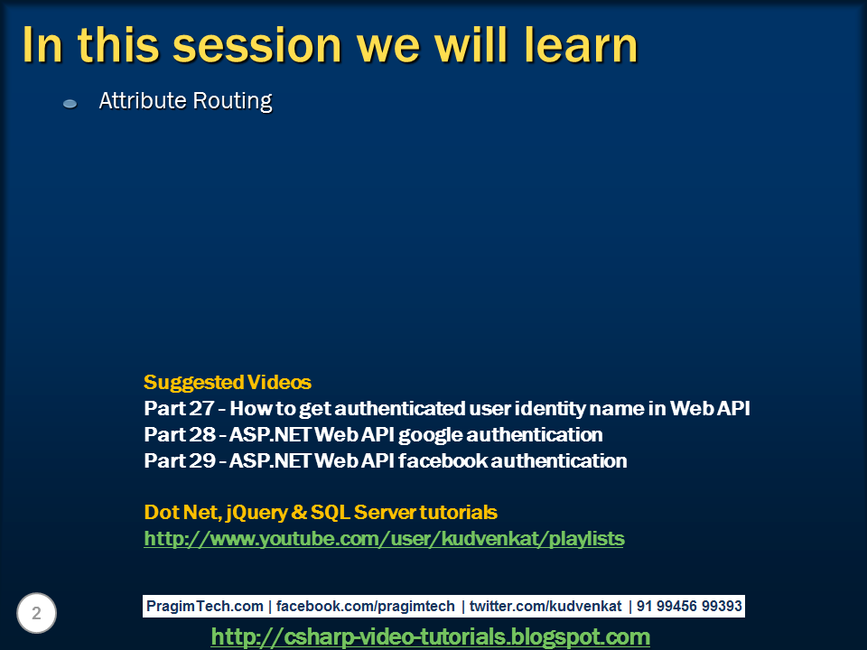 Sql Server And C Video Tutorial Attribute Routing In Asp Web Api 2