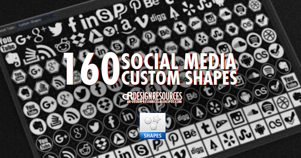 160 Social Media Custom Shapes Icons | dR Design Resources